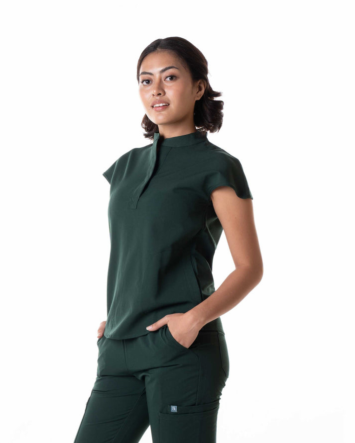 Women's PRO Mandarin Top Forest Green – Scrub Rx